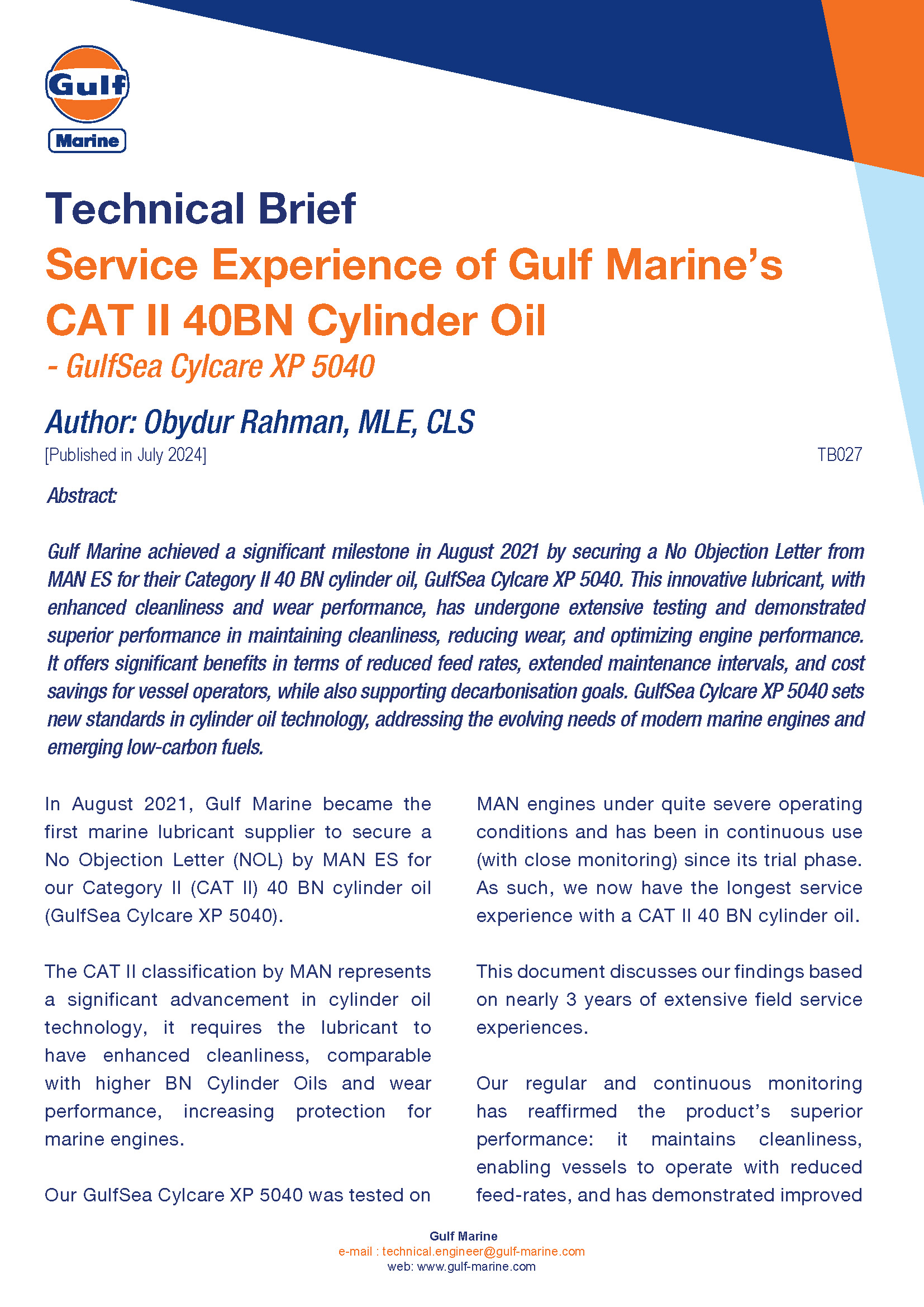 Technical Bulletins | Gulf Marine